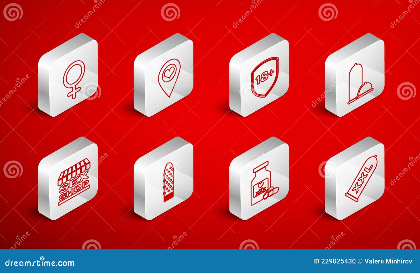 Set Line Condom Safe Sex Location With Heart Shield 18 Plus Condoms