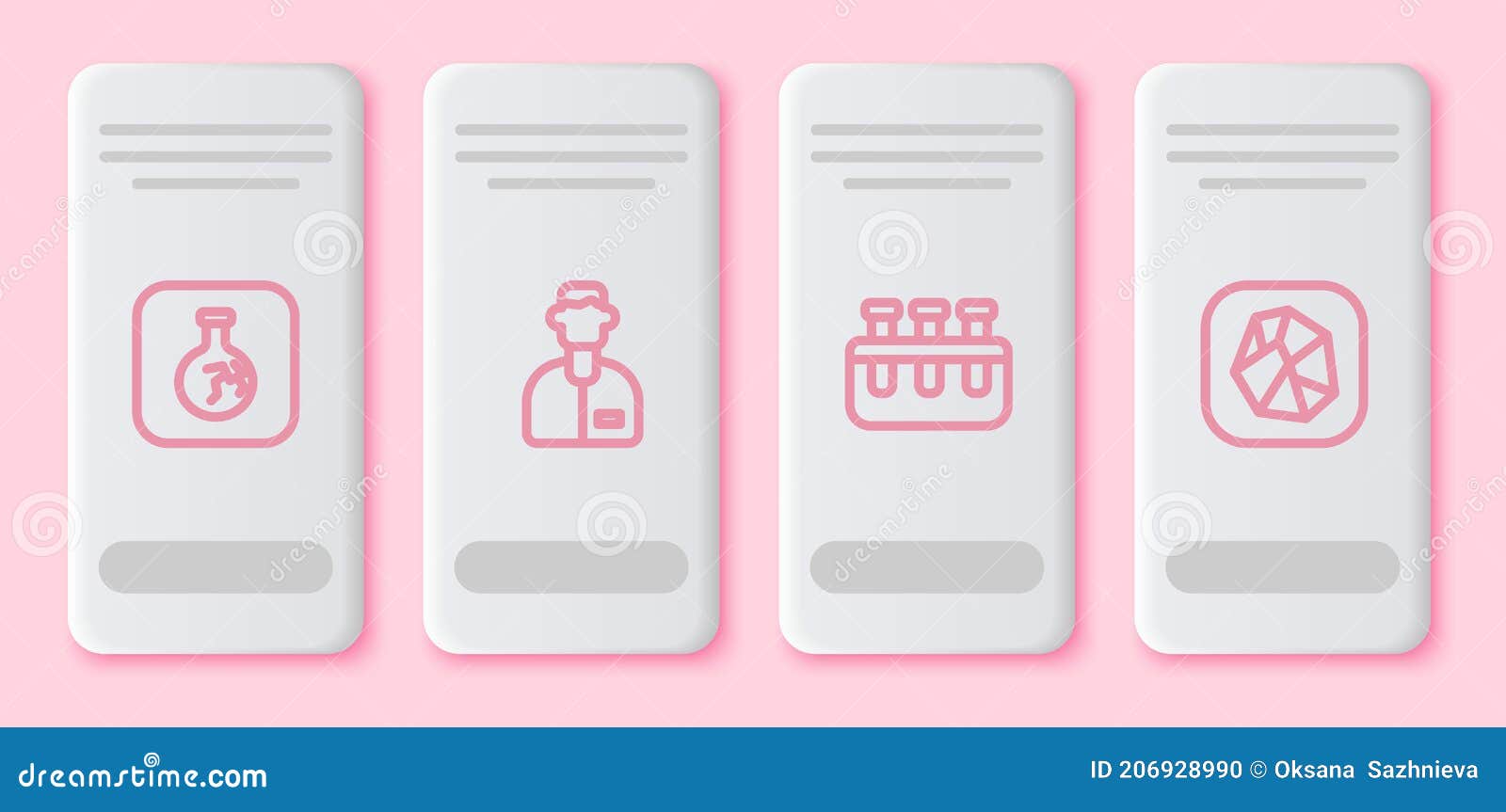 Set Line Cracked Flask, Laboratory Assistant, Test Tube and and Salt ...