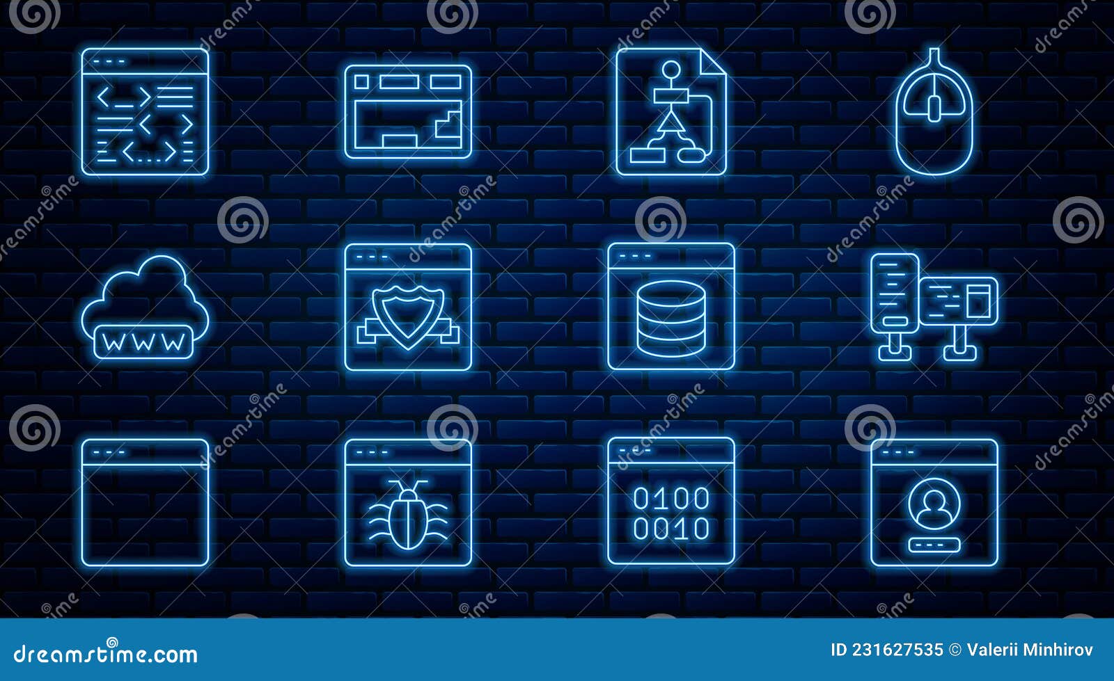 Set Line Create Account Screen Computer Monitor Flowchart Browser With Shield Web