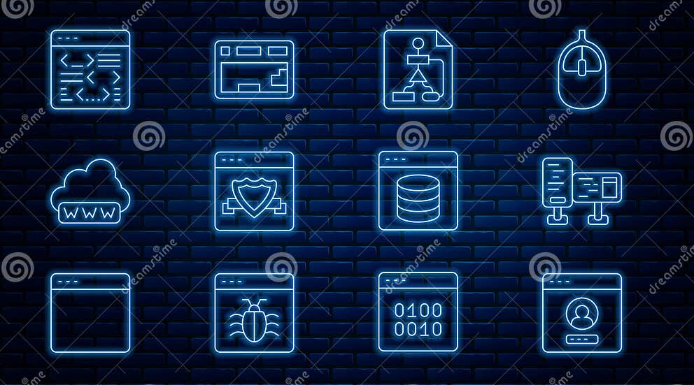 Set Line Create Account Screen, Computer Monitor, Flowchart, Browser with Shield, Web ...