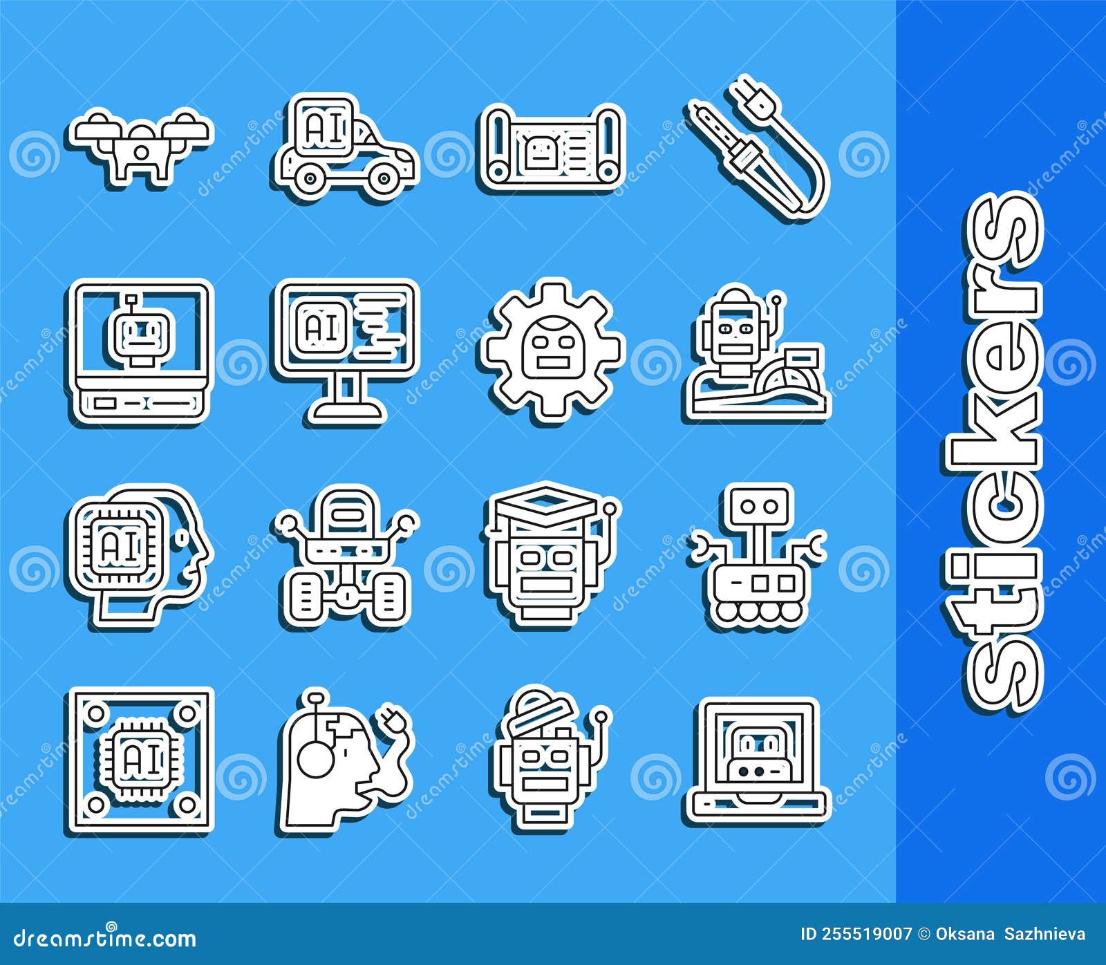 Set Line Creating Robot, Robot, Humanoid Driving Car, Blueprint ... Set Line Creating Robot, Robot, Humanoid Driving Car, Blueprint ...