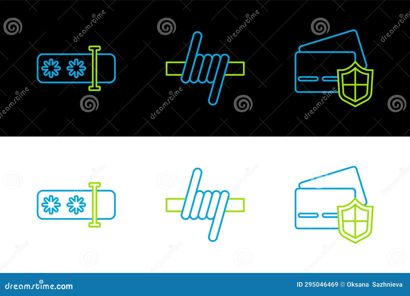 Set Line Credit Card with Shield, Password Protection and Barbed Wire ...