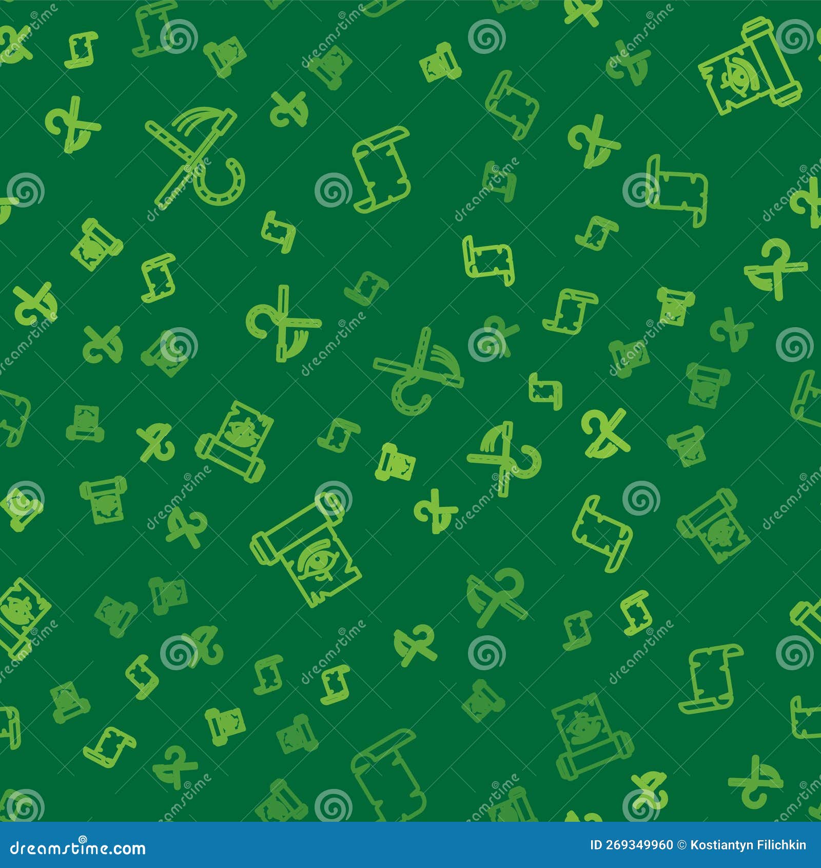 Set Line Crook And Flail, Eye Of Horus On Papyrus Scroll And Papyrus On ...