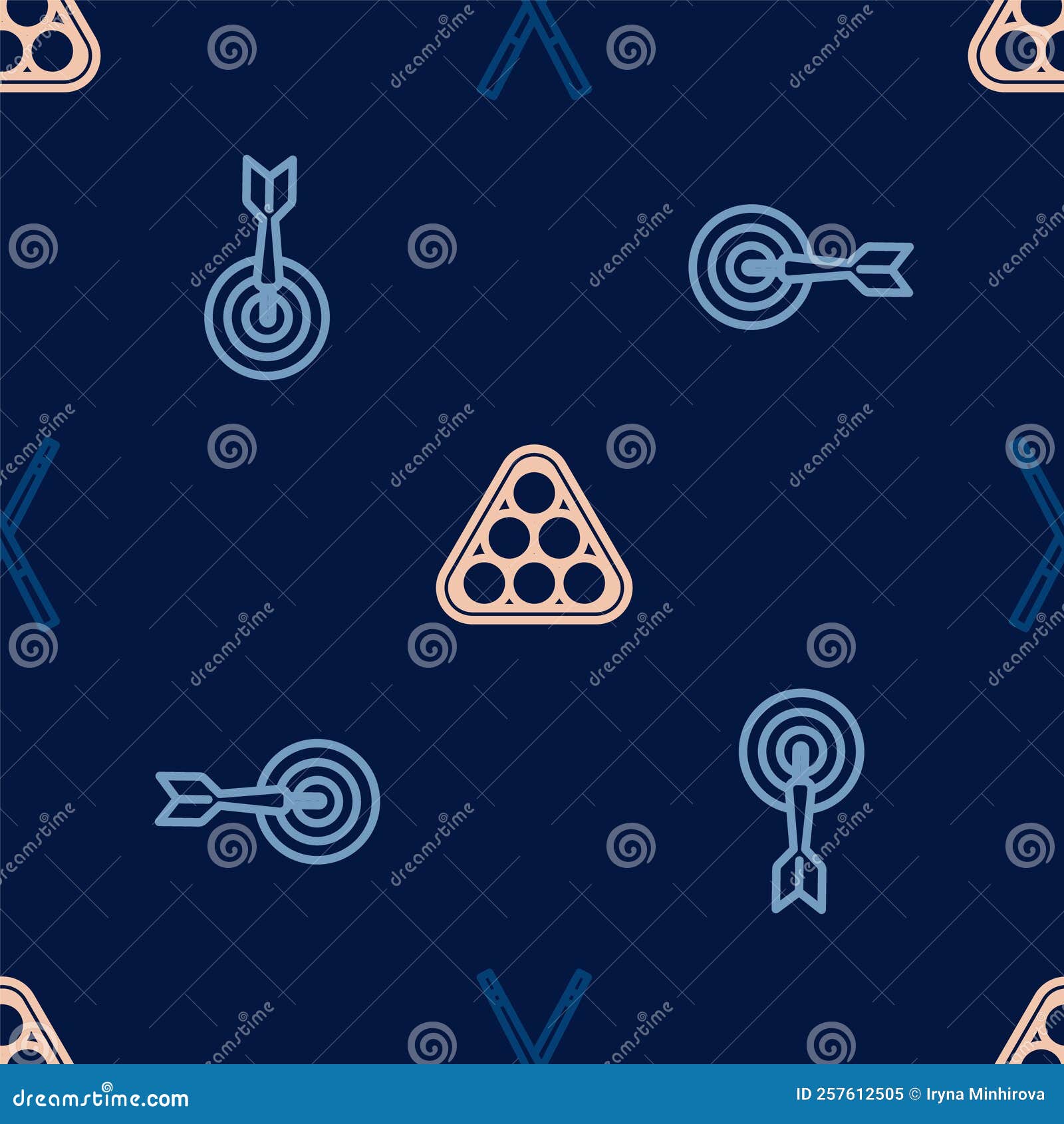 Set Line Crossed Billiard Cues, Classic Dart Board and Arrow and ...