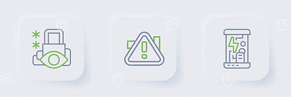 Set Line Cryogenic Capsules, Exclamation Mark in Triangle and Cyber ...