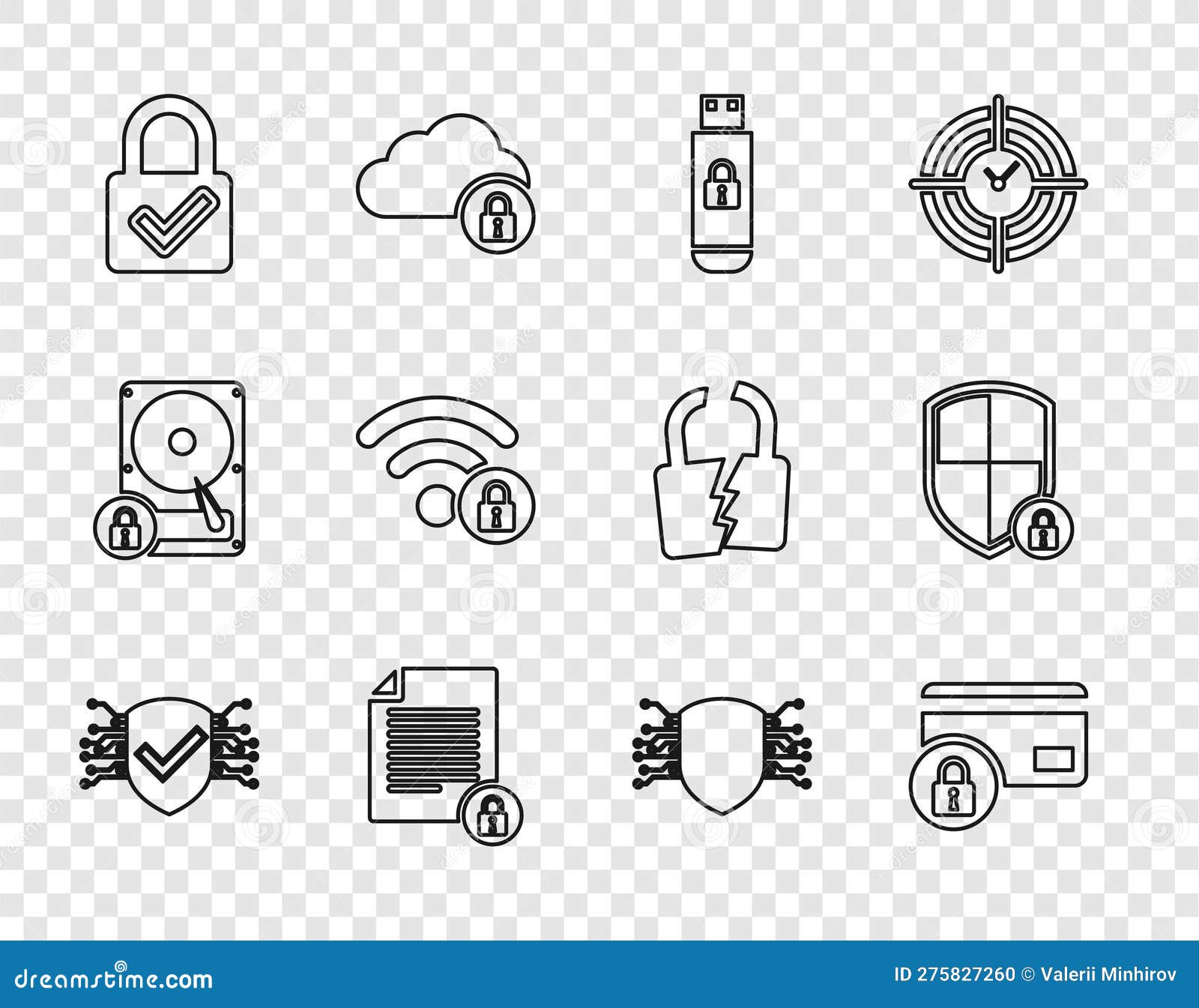 Set Line Cyber Security, Credit Card with Lock, USB Flash Drive ... Set Line Cyber Security, Credit Card with Lock, USB Flash Drive ...