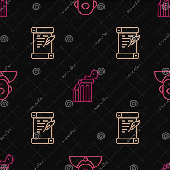 Set Line Cyclops, Decree, Parchment, Scroll and Broken Ancient Column ...