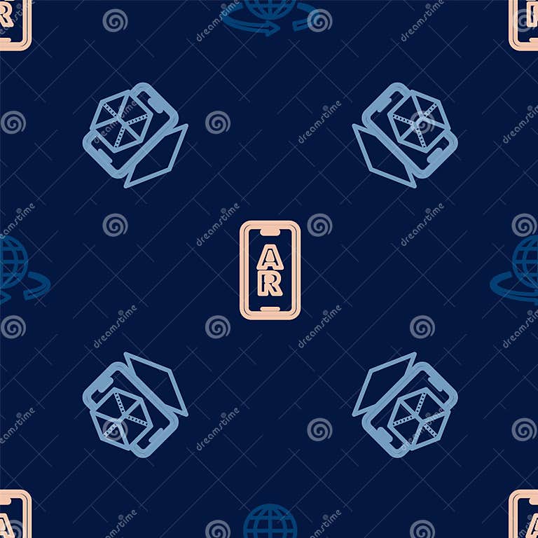 Set Line 3d Modeling, and Augmented Reality AR on Seamless Pattern ...
