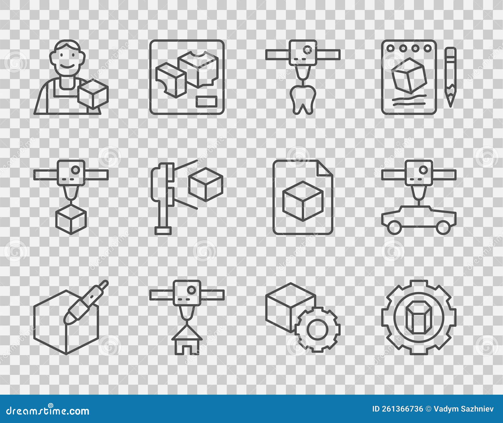 Set Line 3d Pen Tool, 3D Printer Setting, Tooth, House, Graphic ...