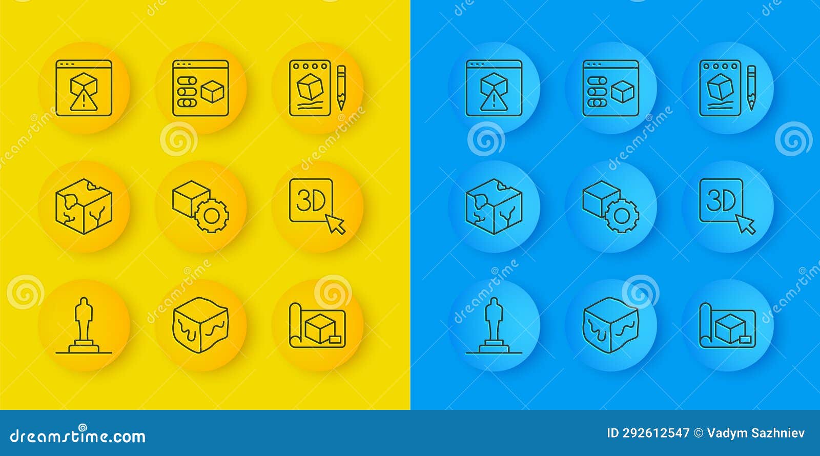 Set Line 3D Printer Model, Isometric Cube, Graphing Paper for ...