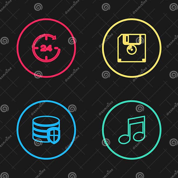 Set Line Database Protection, Music Note, Tone, Floppy Disk and Clock ...