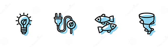 Set Line Dead Fish, Light Bulb with Leaf, Electric Saving Plug in and ...