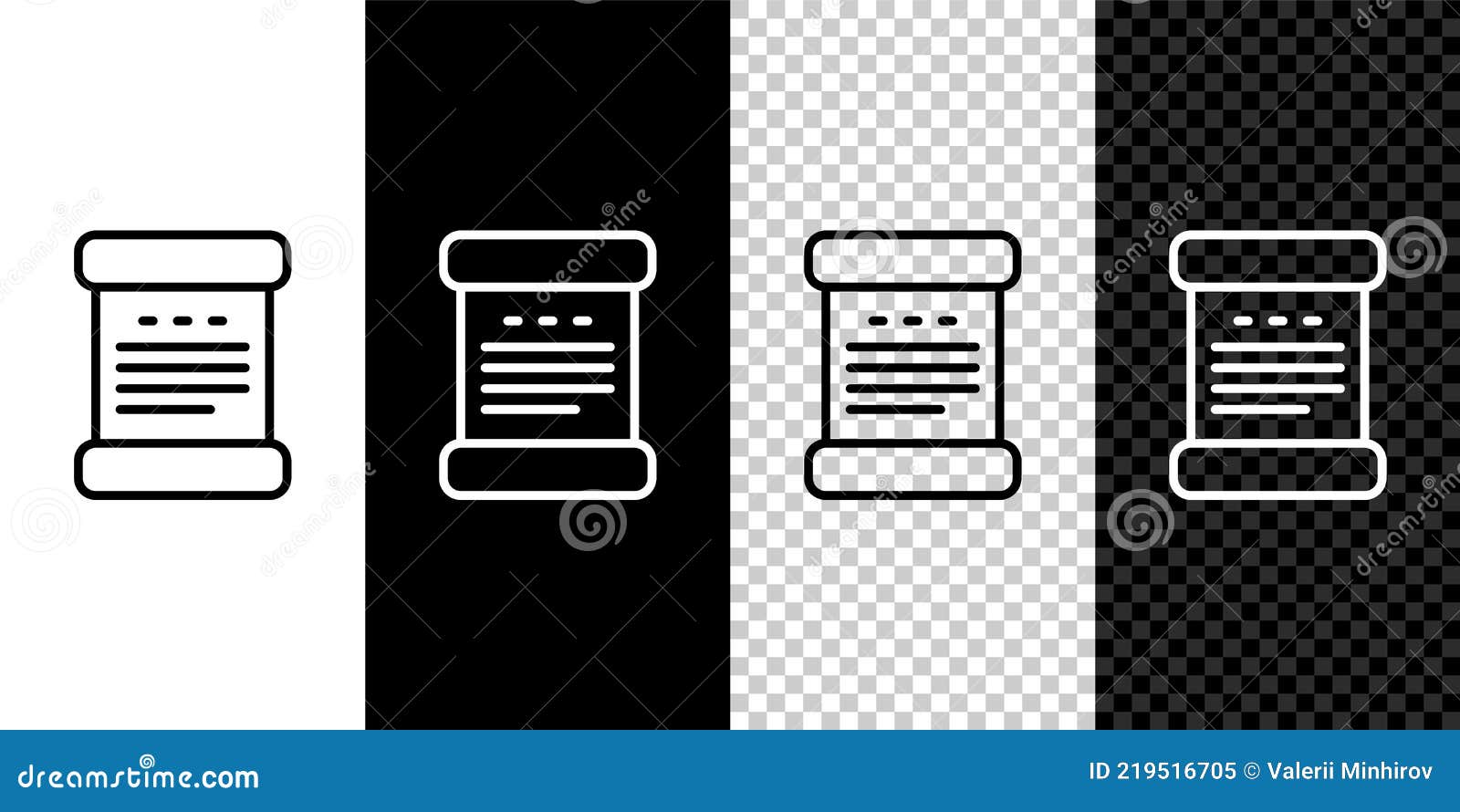 Set Line Declaration of Independence Icon Isolated on Black and White ...