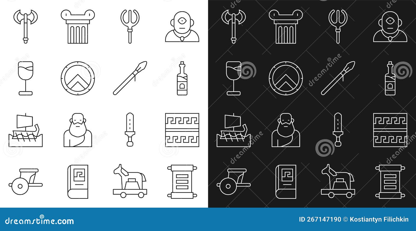 Set Line Decree, Parchment, Scroll, Ancient Greek Pattern, Bottle of ...