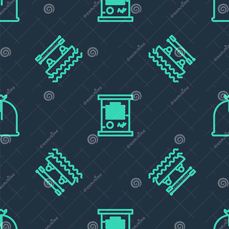 Set Line Decree, Parchment, Scroll, Boat with Oars and Pirate Sack on ...