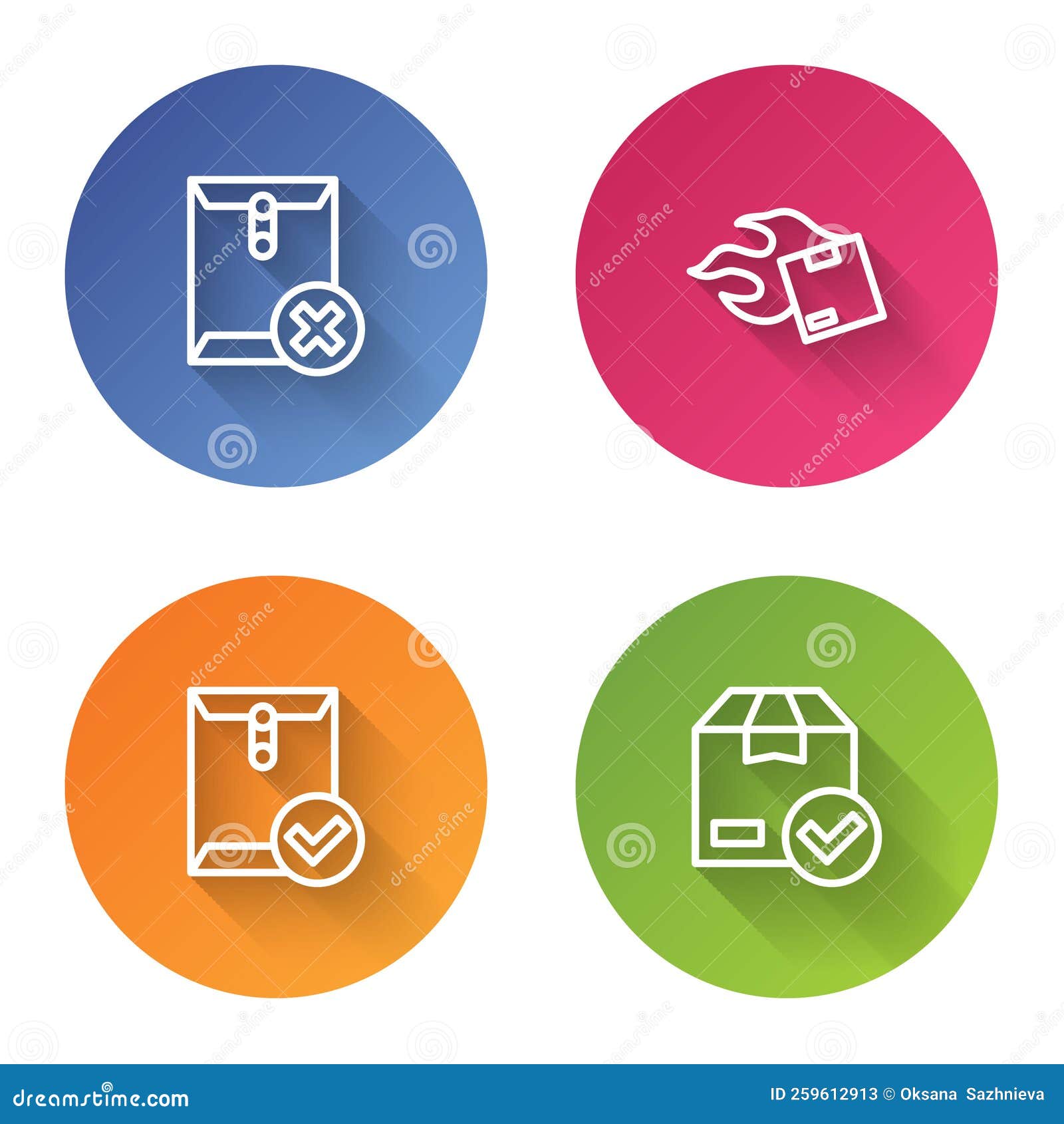 Set Line Delete Envelope, Carton Cardboard Box, Envelope and Check Mark ... Set Line Delete Envelope, Carton Cardboard Box, Envelope and Check Mark ...