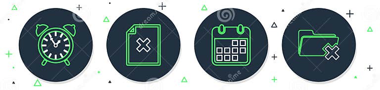 Set Line Delete File Document, Calendar, Alarm Clock and Folder Icon ... Set Line Delete File Document, Calendar, Alarm Clock and Folder Icon ...