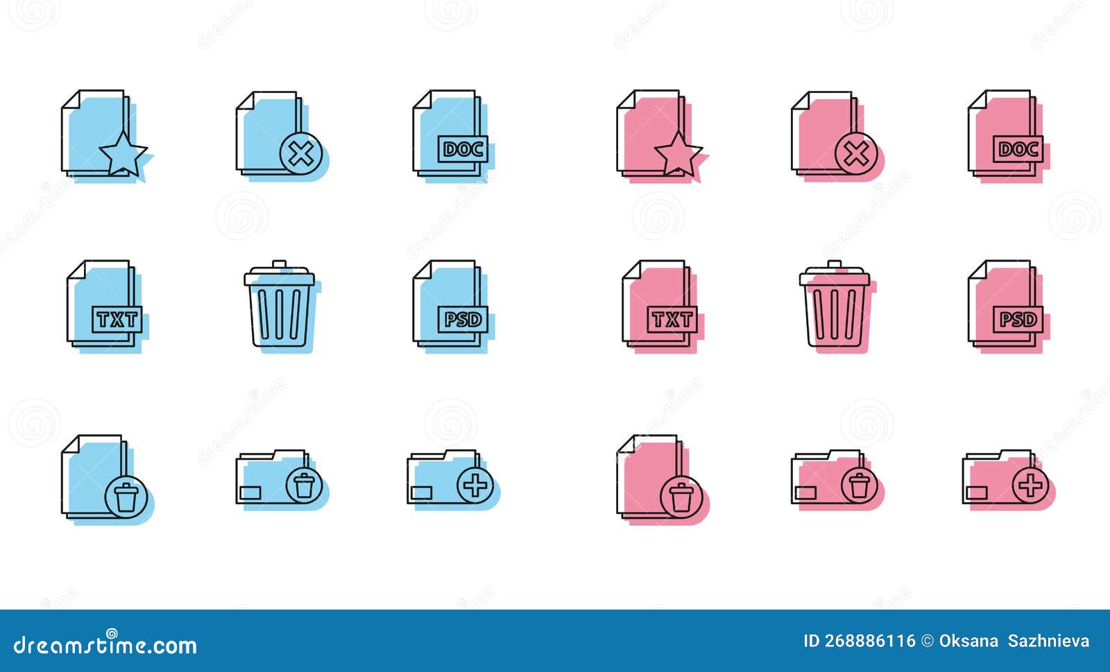 Set Line Delete File Document, Folder, Document with Star, Add New ... Set Line Delete File Document, Folder, Document with Star, Add New ...