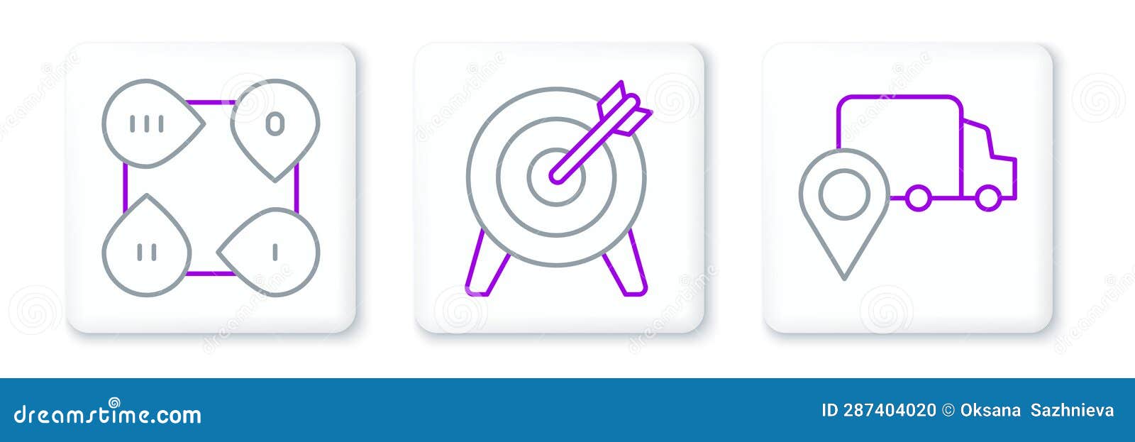 Set Line Delivery Tracking, Infographic Element and Target Icon. Vector ...