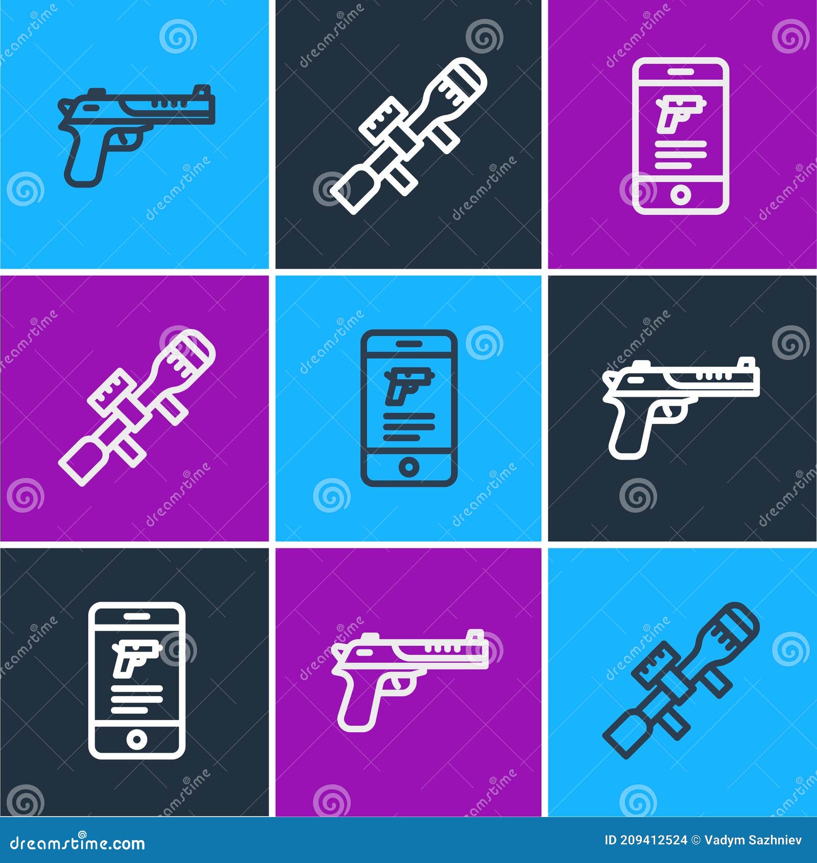 Set Line Desert Eagle Gun, Shop Weapon in Mobile App and Sniper Optical ...