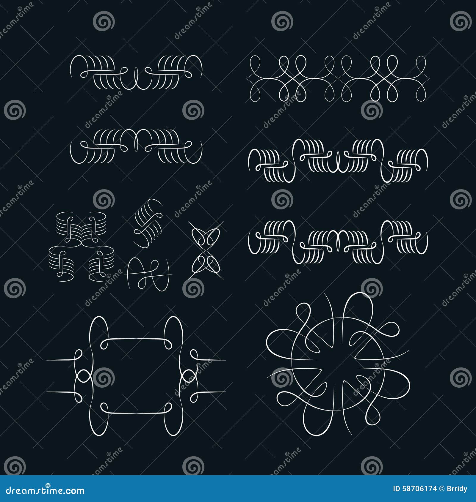 Set of Line Design Elements Stock Vector - Illustration of classic ...