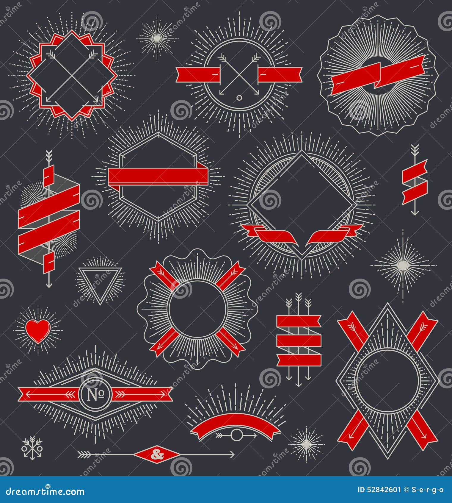 Set of Line Design Emblem, Sign and Hipster Labels Stock Vector ...