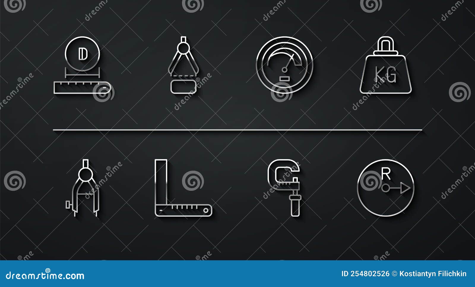 Set Line Diameter, Drawing Compass, Weight, Micrometer, Corner Ruler ... Set Line Diameter, Drawing Compass, Weight, Micrometer, Corner Ruler ...