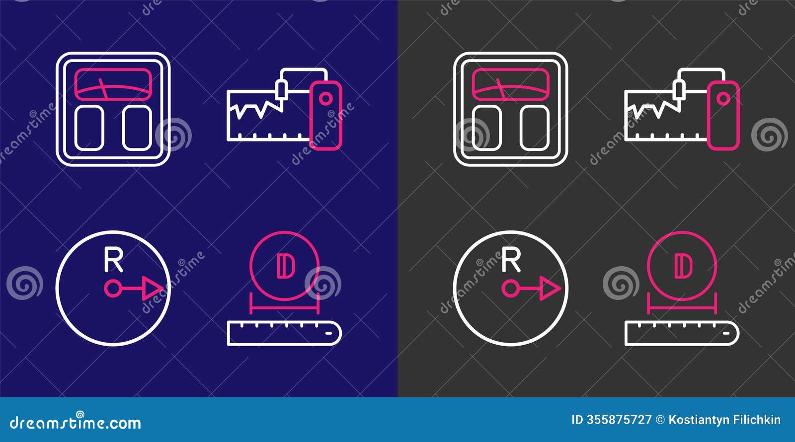 Set Line Diameter, Diagonal Measuring, Speedometer, Drawing Compass ...