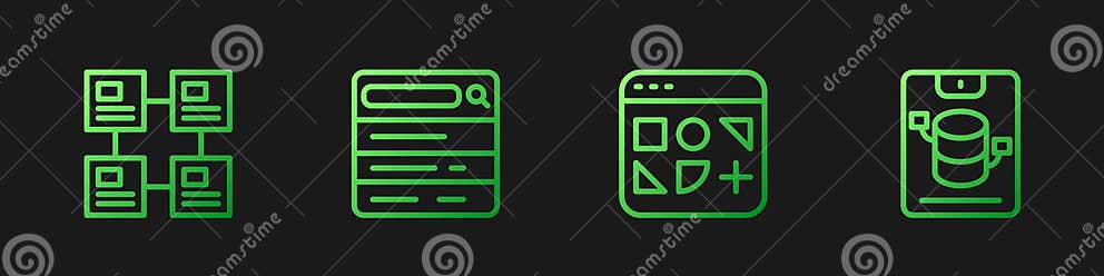 Set Line Different Files, Hierarchy Organogram Chart, Search Engine and Server, Data, Web ...