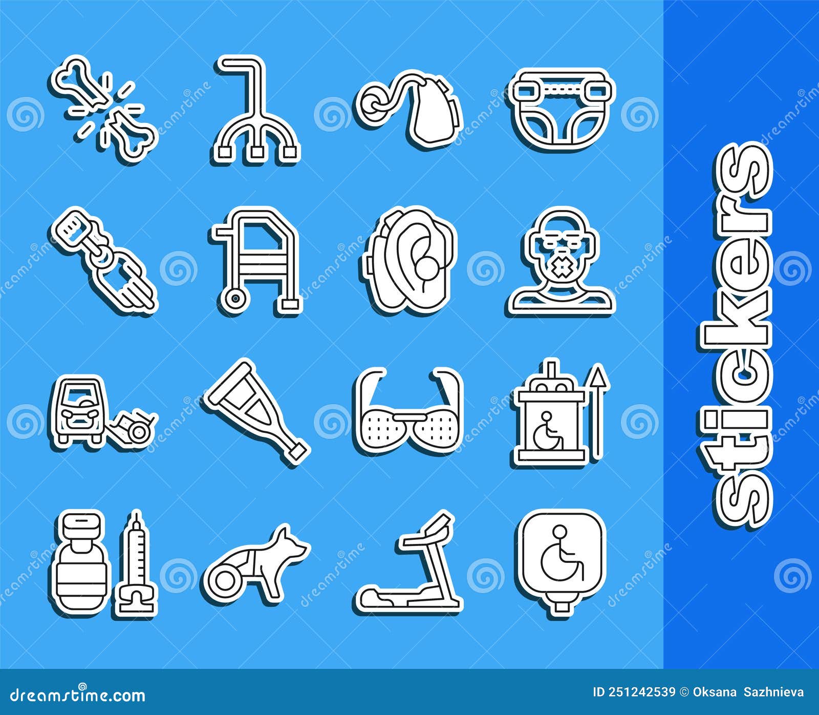 Set Line Disabled Wheelchair, Elevator for Disabled, Head of Deaf and ...