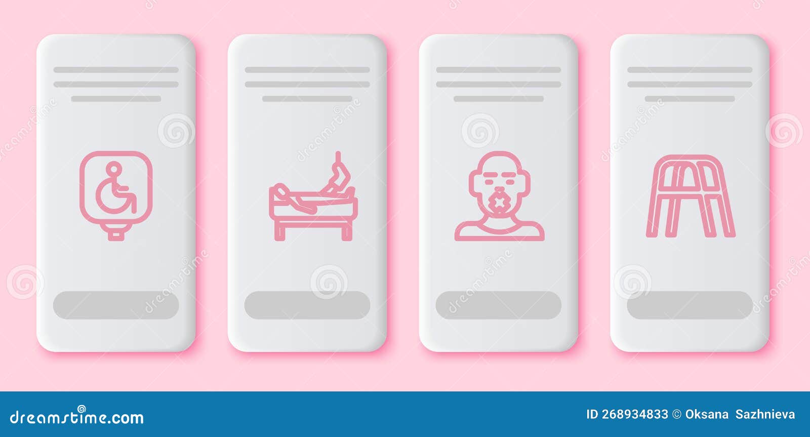 Set Line Disabled Wheelchair, Patient with Broken Leg, Head of Deaf and ...