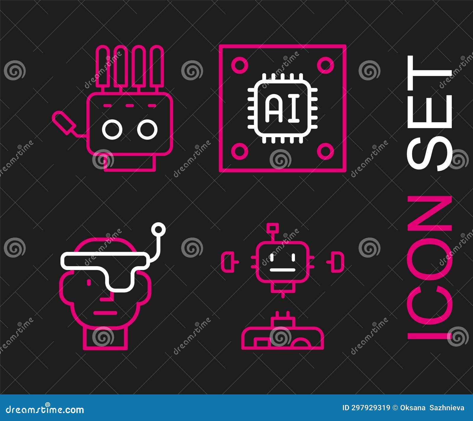 Set Line Disassembled Robot, Smart Glasses, Processor with ... Set Line Disassembled Robot, Smart Glasses, Processor with ...