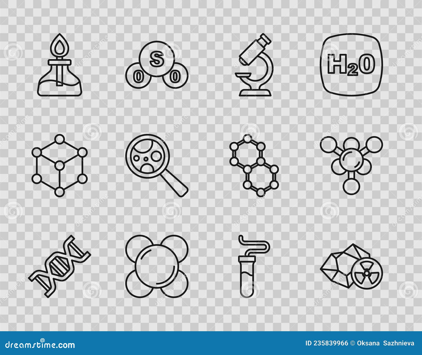 Set Line DNA Symbol, Radioactive, Microscope, Molecule, Alcohol or ... Set Line DNA Symbol, Radioactive, Microscope, Molecule, Alcohol or ...