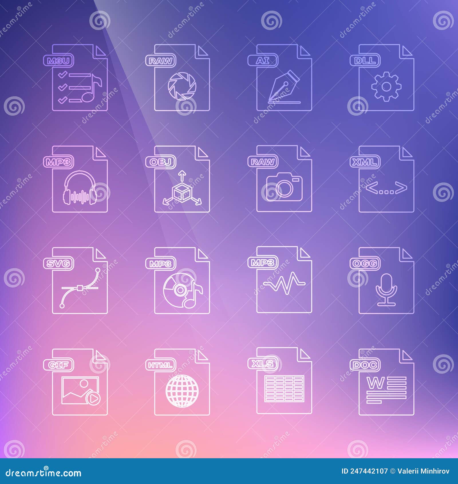 Set Line DOC File Document, OGG, XML, AI, OBJ, MP3, M3U and RAW Icon ... Set Line DOC File Document, OGG, XML, AI, OBJ, MP3, M3U and RAW Icon ...