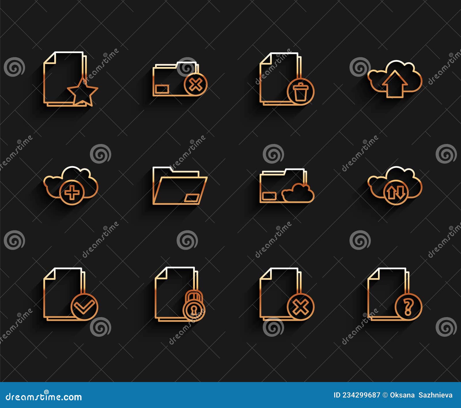Set Line Document and Check Mark, Lock, with Star, Delete File Document ... Set Line Document and Check Mark, Lock, with Star, Delete File Document ...