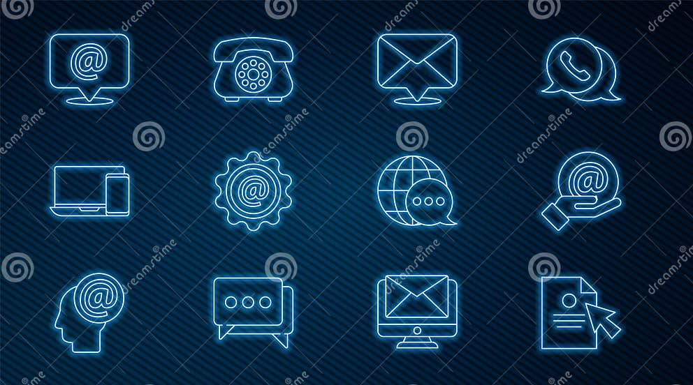 Set Line Document and Cursor, Mail E-mail in Hand, Envelope, Monitor ... Set Line Document and Cursor, Mail E-mail in Hand, Envelope, Monitor ...