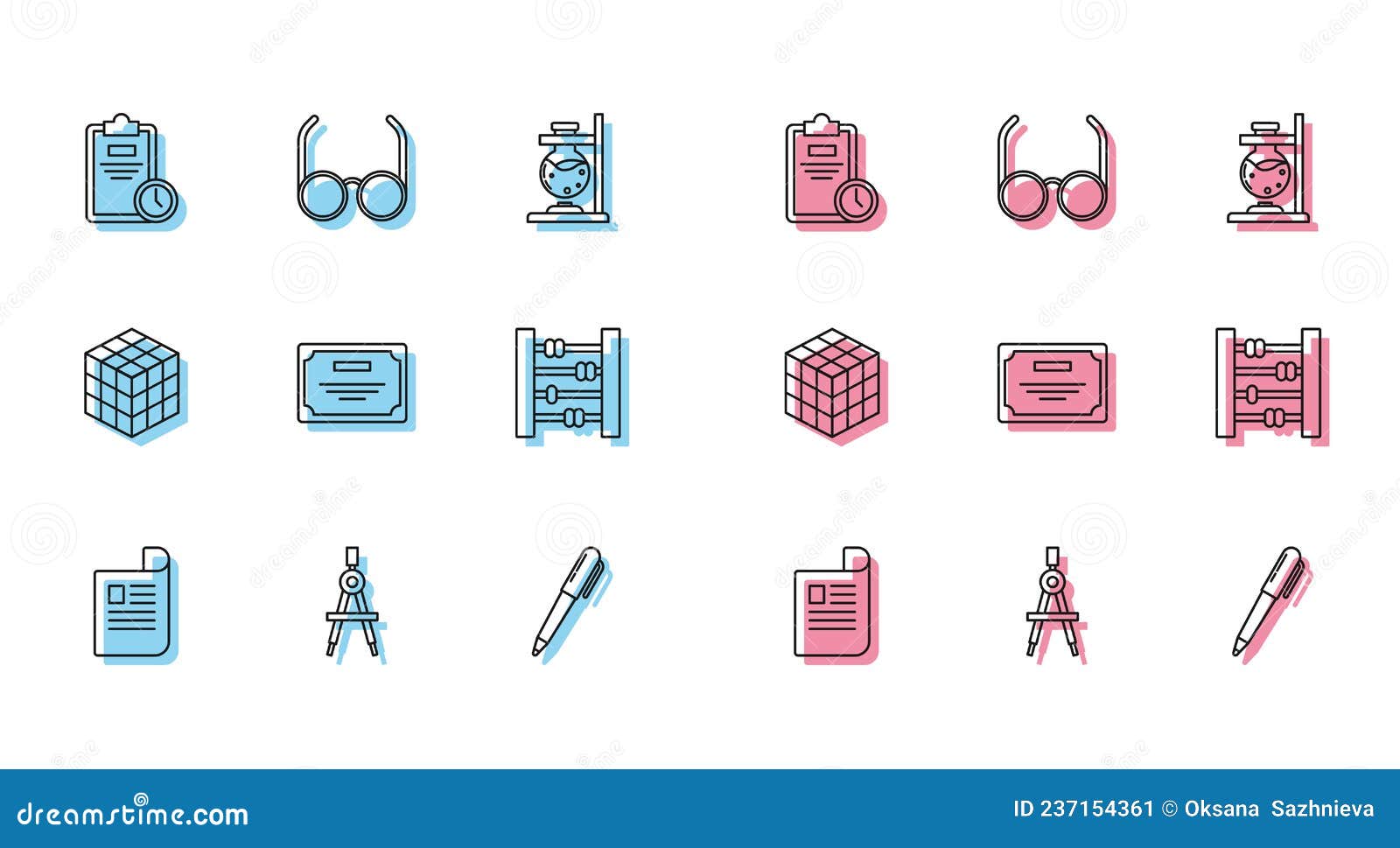 Set Line Document, Drawing Compass, Exam Sheet with Clock, Pen ...