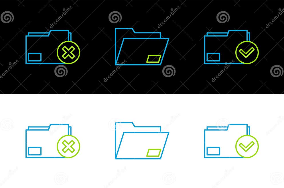 Set Line Document Folder and Check Mark, Delete and Icon. Vector Stock ... Set Line Document Folder and Check Mark, Delete and Icon. Vector Stock ...