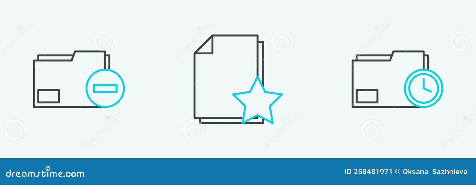 Set Line Document Folder with Clock, Minus and Star Icon. Vector Stock ... Set Line Document Folder with Clock, Minus and Star Icon. Vector Stock ...