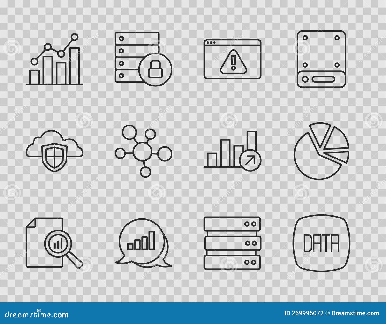 Set Line Document with Graph Chart, Data Analysis, Browser Exclamation ... Set Line Document with Graph Chart, Data Analysis, Browser Exclamation ...