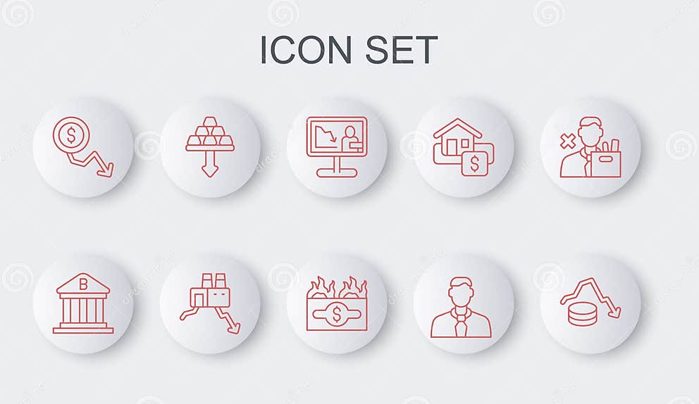 Set Line Dollar Rate Decrease, Bank Building, Global Economic Crisis News, Worker, Gold Bars ...