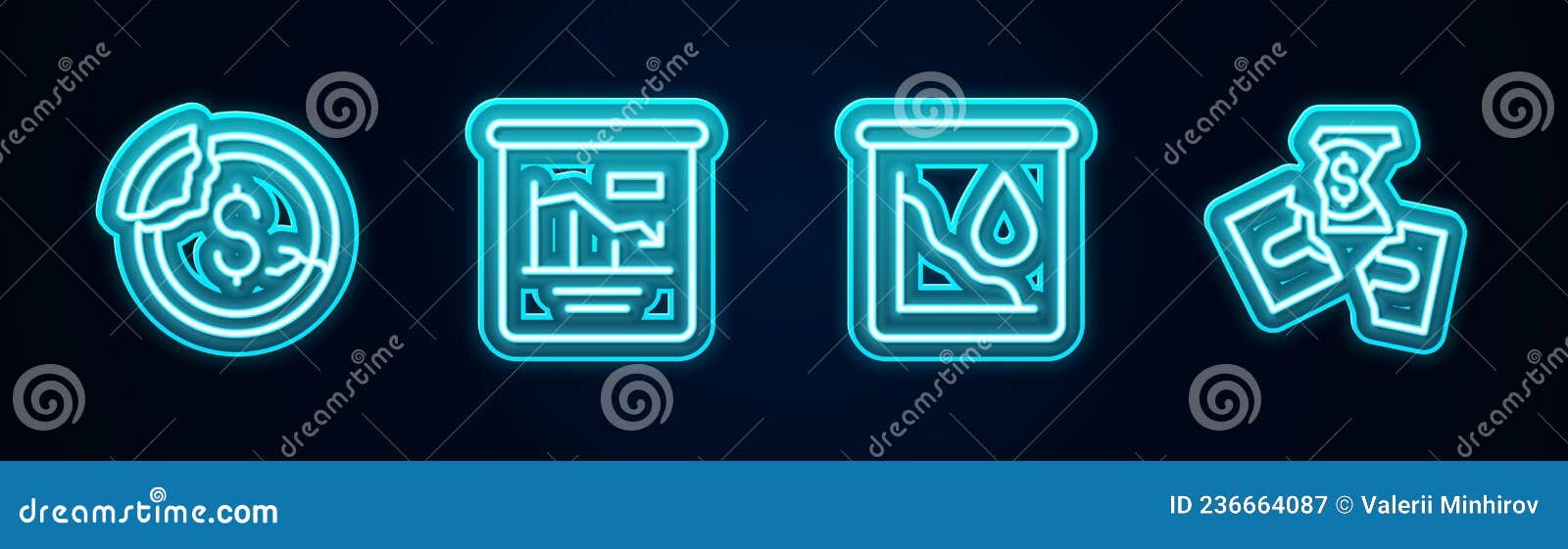 Set Line Dollar Rate Decrease, Pie Chart Infographic, Drop Crude Oil Price and Tearing Money ...