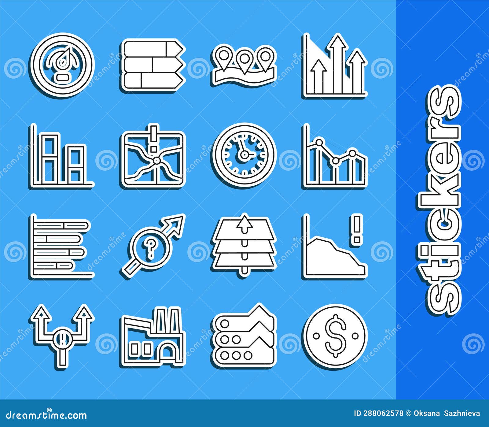 Set Line Dollar Symbol, Financial Growth Decrease, Pie Chart Infographic, Location, Intersection ...