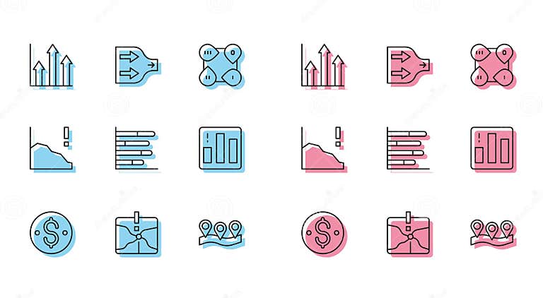 Set Line Dollar Symbol, Intersection Point, Pie Chart Infographic, Location, Financial Growth ...