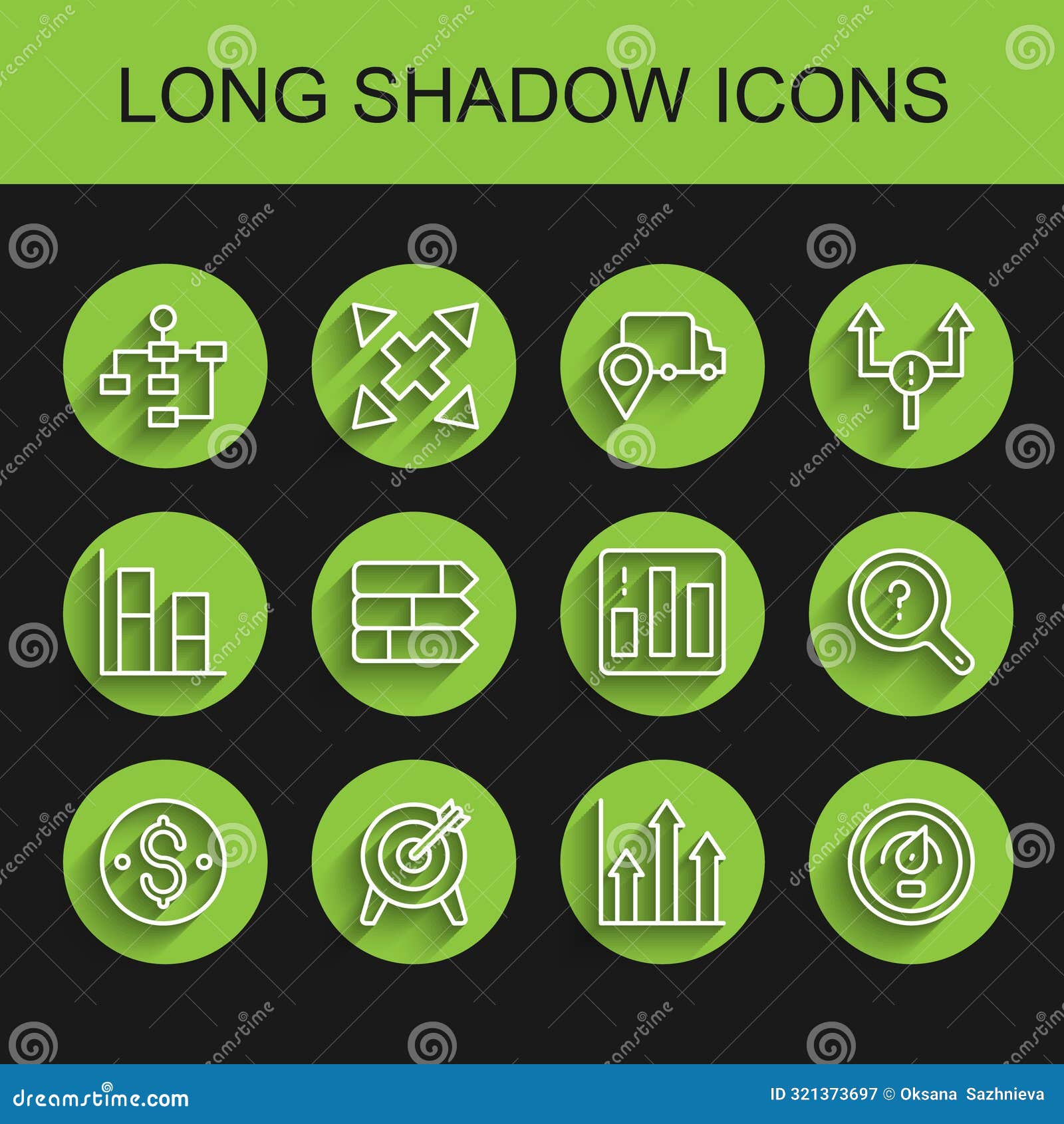 Set Line Dollar Symbol, Target, Hierarchy Organogram Chart, Pie ...