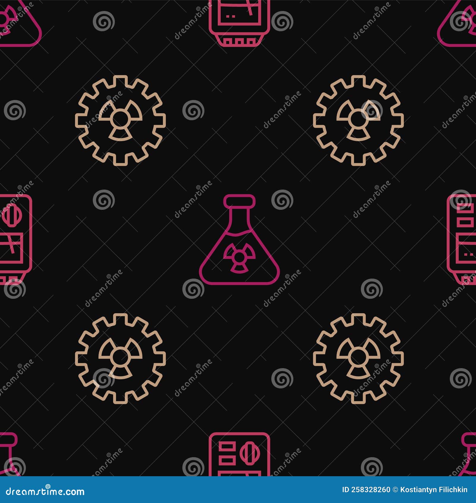 Set Line Dosimeter, Radioactive and Test Tube Radiation on Seamless ...