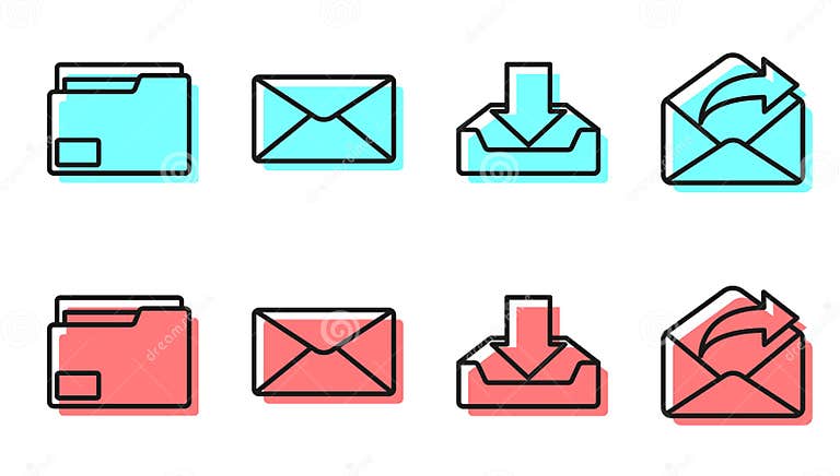 Set Line Download Inbox, Document Folder, Envelope and Outgoing Mail ...