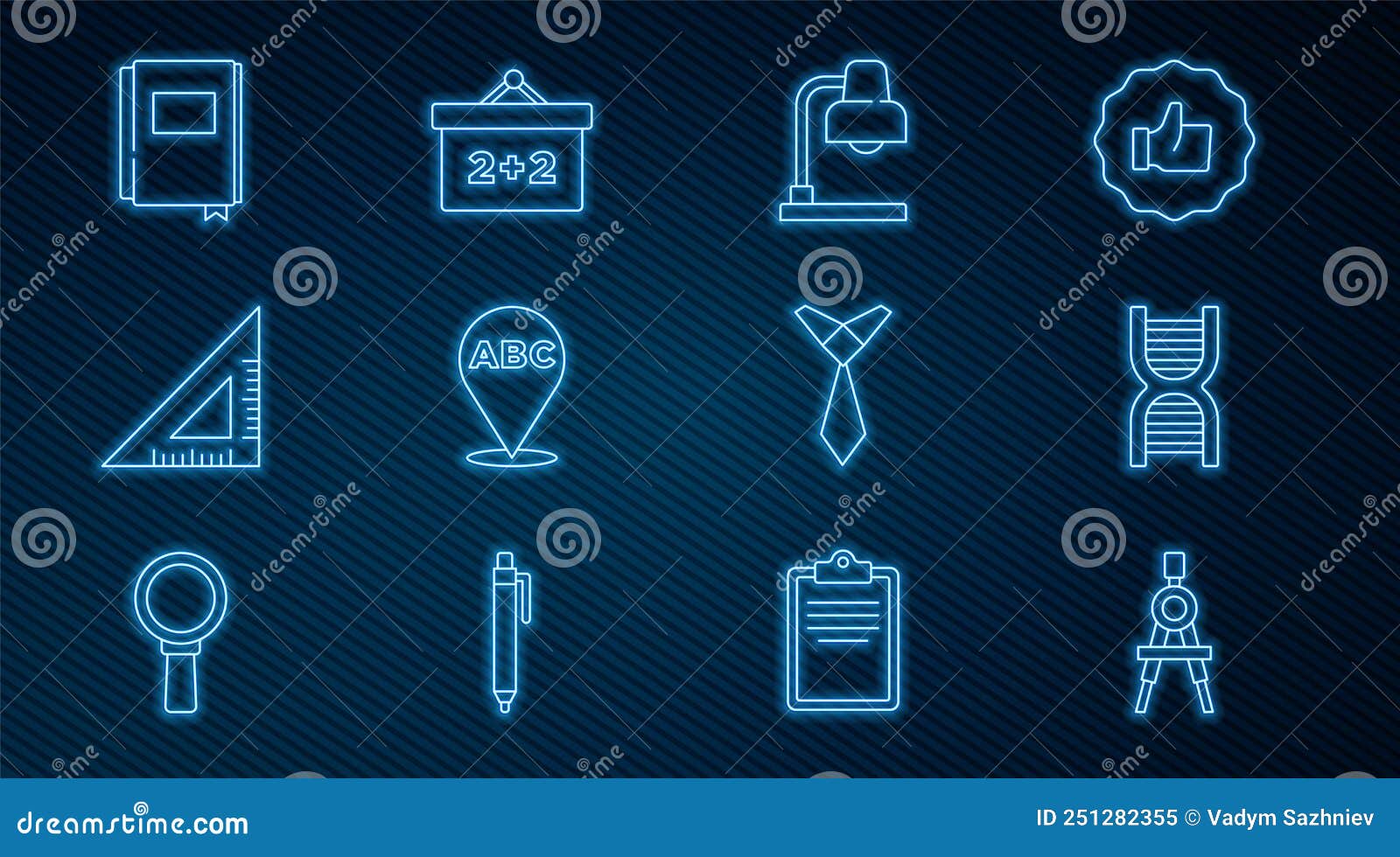 Set Line Drawing Compass, DNA Symbol, Table Lamp, Alphabet, Triangular ...