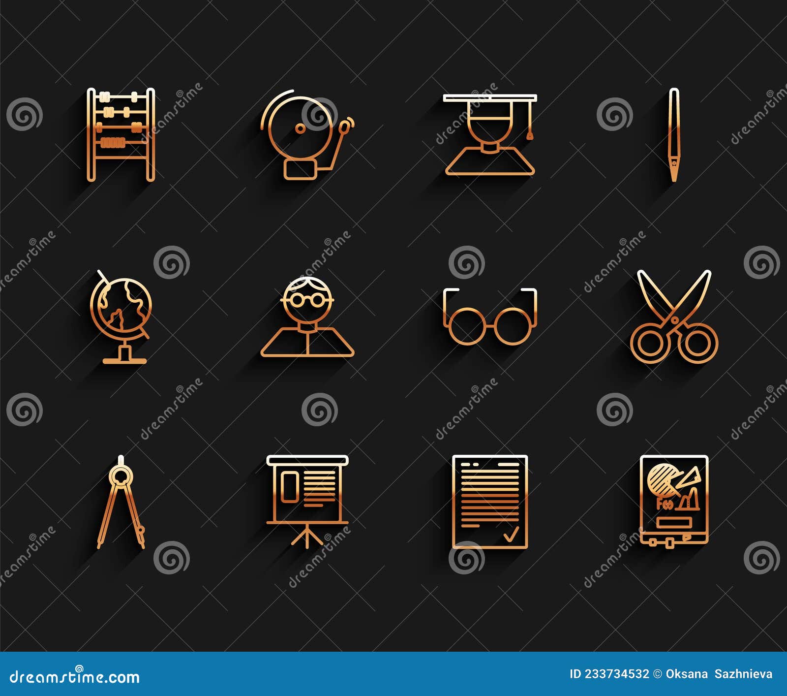 Set Line Drawing Compass, Presentation Financial Board with Graph ...