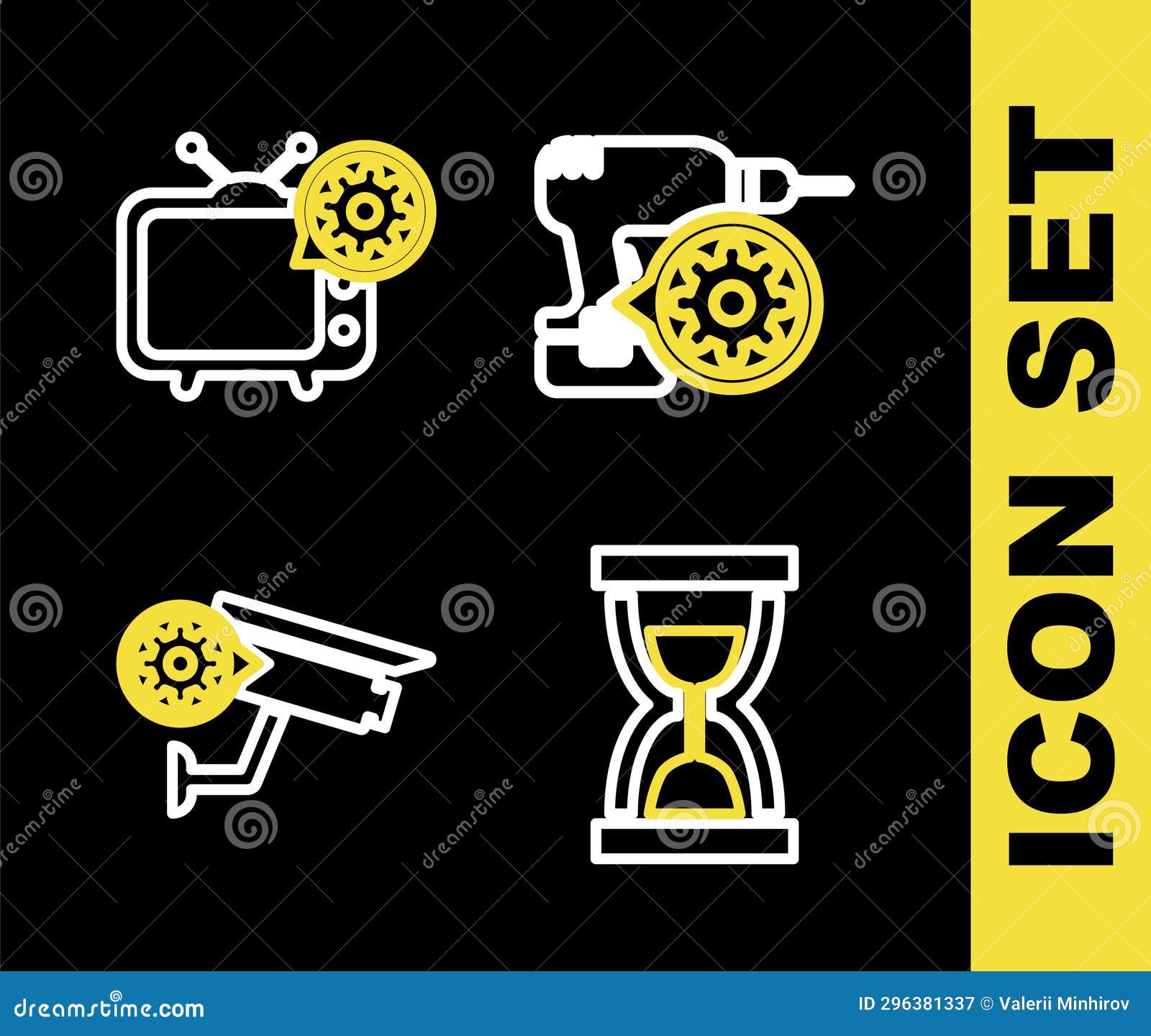 Set Line Drill Machine Setting, Old Hourglass with Sand, Security ...
